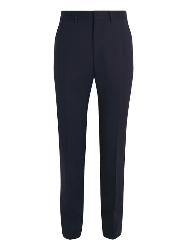 Ralph Lauren Purple Label Wool Gabardine Pleated Trousers - Navy
