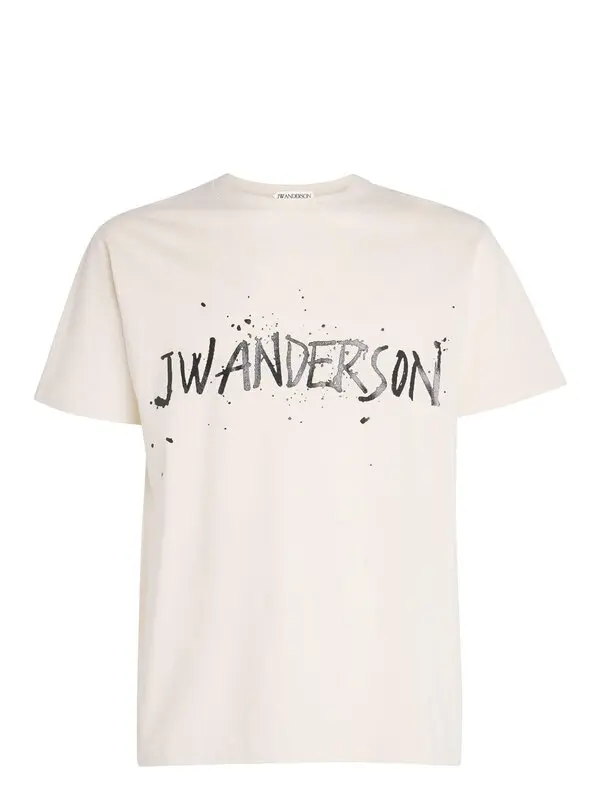 JW Anderson Paint Splatter Logo T-shirt - Beige