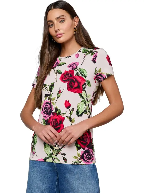 L'Agence Ressi Fitted T-shirt - Pink Multi Romantic Rose