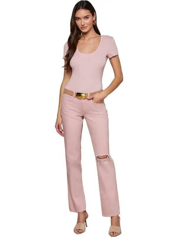L'Agence Armida Low-rise Slouch Jeans - Pale Rose Destruct