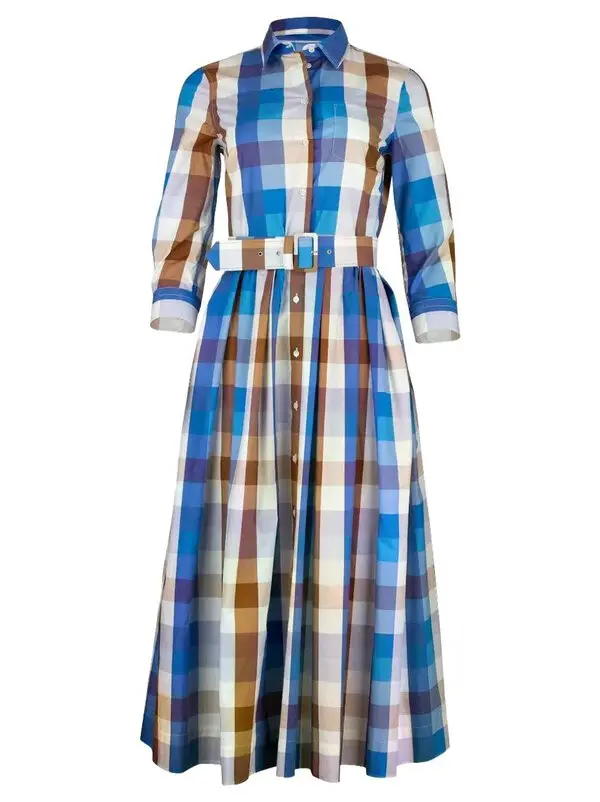 SARA ROKA Nidina Checked Maxi Dress - Blue