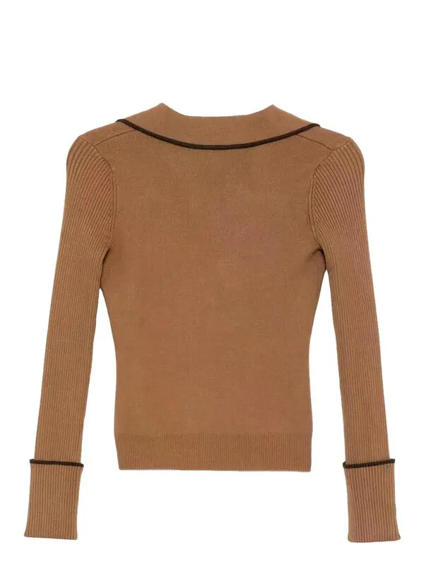 Monse Knitted Polo Top - Brown