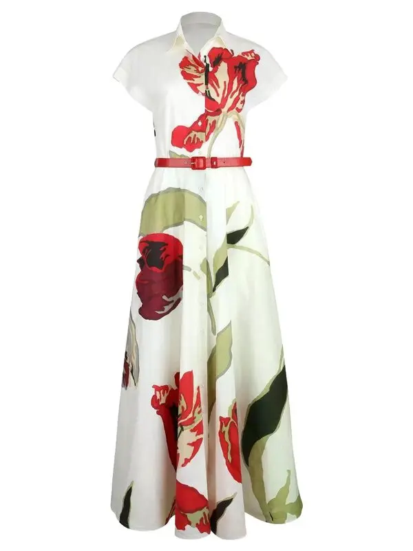 SARA ROKA Elodie Buttoned Maxi Dress - White