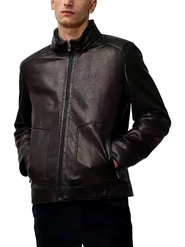 POCHE PARIS Leather Zip Jacket - Black