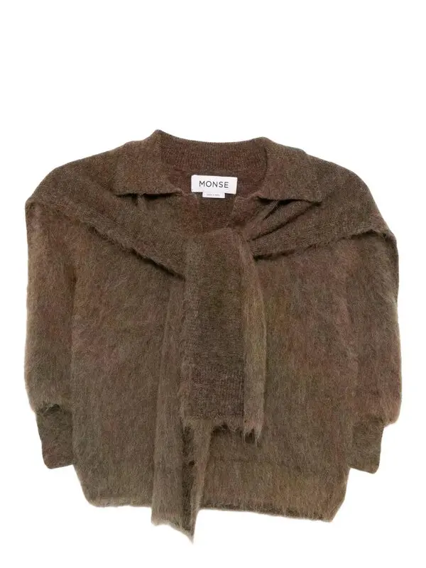 Monse Knitted Scarf Top - Brown