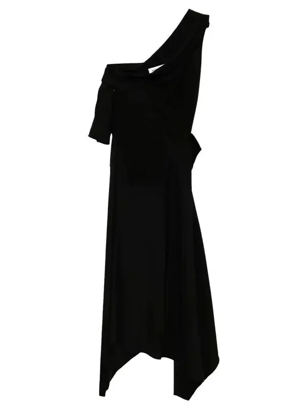 Monse Draped One-shoulder Dress - Black