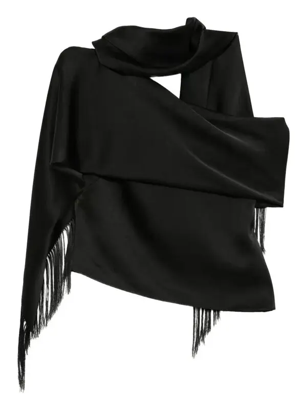 Monse Asymmetric Scarf Top - Black