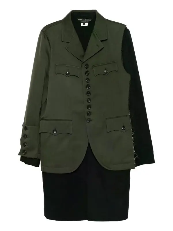 Comme Des Garçons Button-up Layered Coat - Green