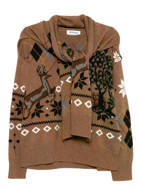 Monse Fair Isle Jumper - Brown