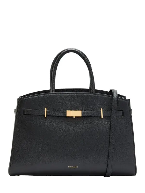 DEMELLIER The Hudson Midi Grained Leather Top Handle Bag - Black
