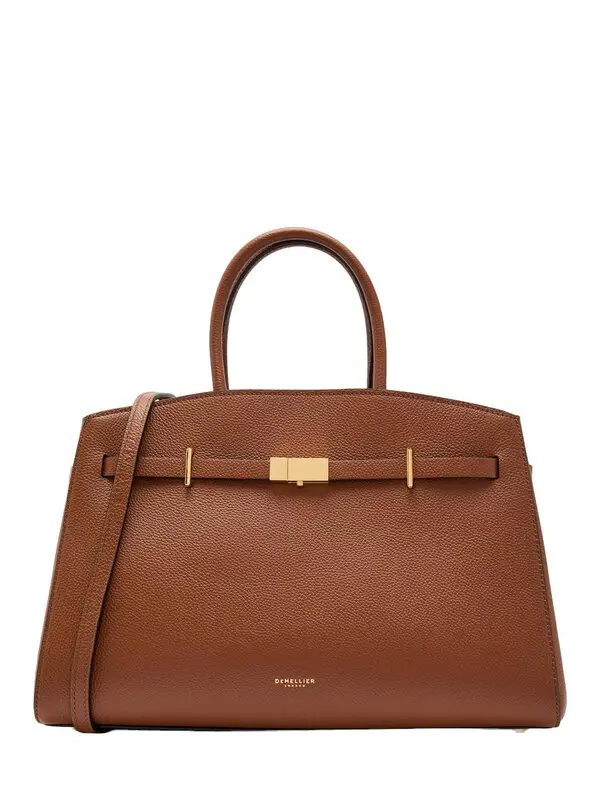 DEMELLIER The Hudson Midi Grained Leather Top Handle Bag - Tan