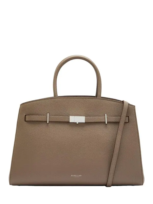 DEMELLIER The Hudson Midi Grained Leather Top Handle Bag - Taupe