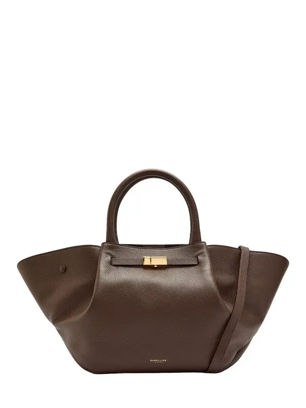 DEMELLIER New York Midi Grained Leather Tote - Dark Brown