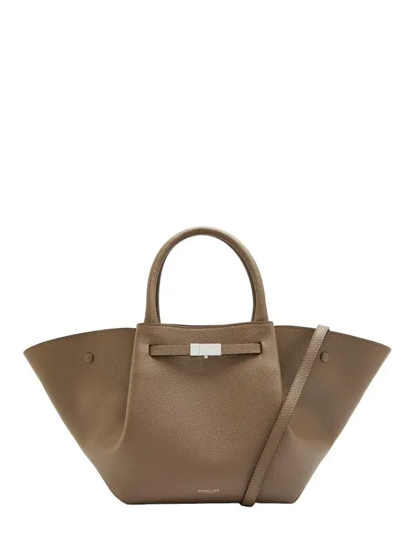 DEMELLIER New York Midi Grained Leather Tote - Taupe