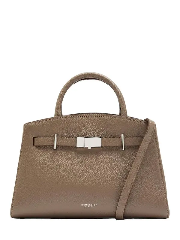DEMELLIER Grained Leather Top Handle Bag - Taupe