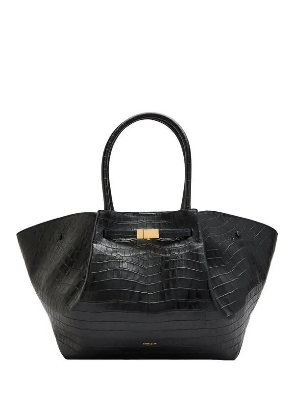 DEMELLIER Crocodile-effect Leather Tote - Black