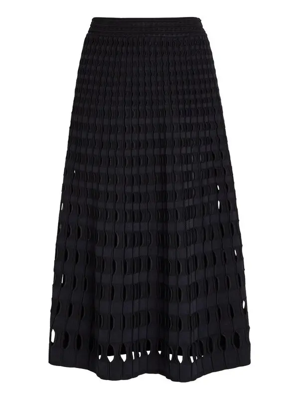 Simkhai Textured Cut-out Knit Midi Skirt - Black