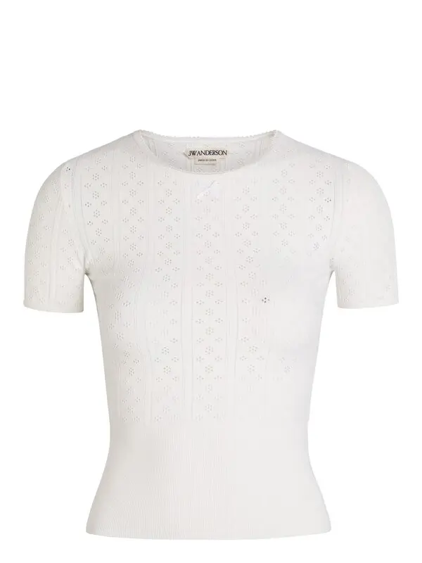 JW Anderson Pointelle-knit Top - Off White