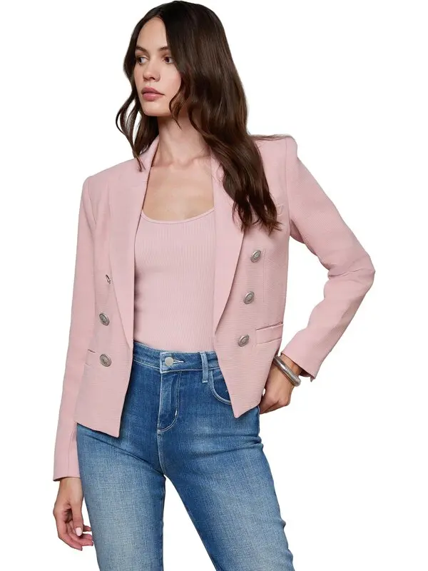 L'Agence Brooke Open-front Blazer - Pale Rose/faded Chain