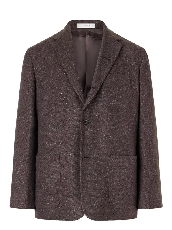 UMIT BENAN Norman Flecked Cashmere And Silk-blend Blazer - Brown