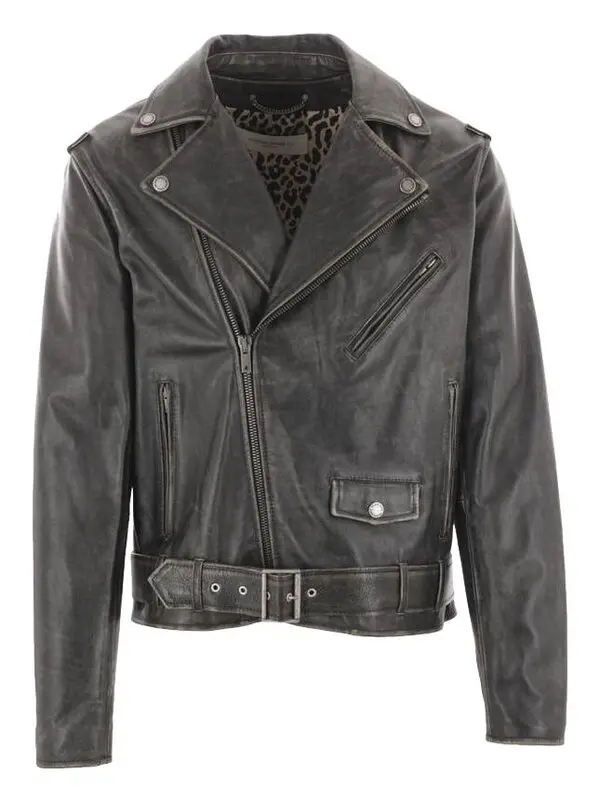 Golden Goose Leather Biker Jacket - Black