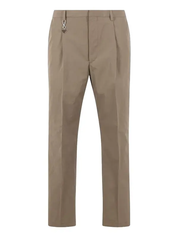 Prada Pleated Cotton Trousers - Clay 1