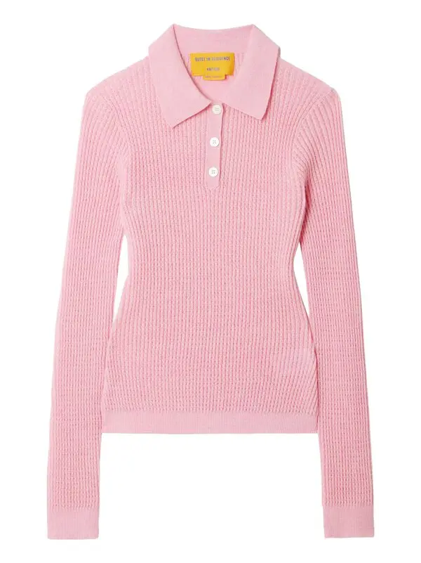 Guest In Residence Ribbed Cashmere Polo Shirt - Pink