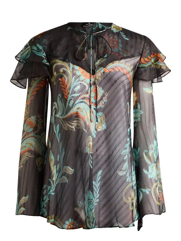 Etro Ruffled Silk Top - Multi