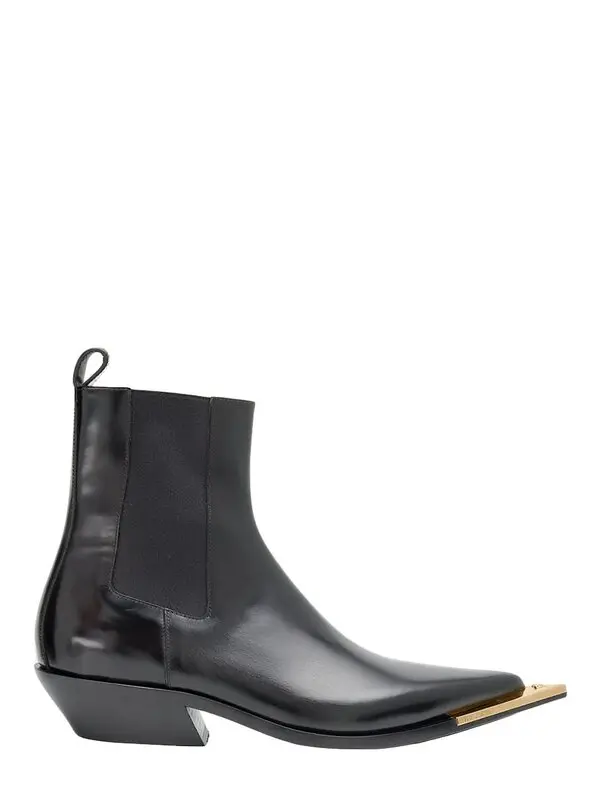 Versace Arrow Calf Leather Chelsea Boots - Black Gold