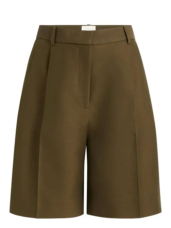 Khaite Auggie Wool-silk Knee-length Shorts - Olive