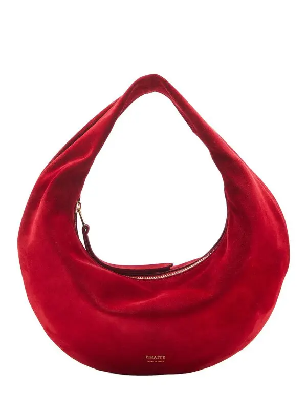 Khaite Olivia Suede Mini Hobo Bag - Red