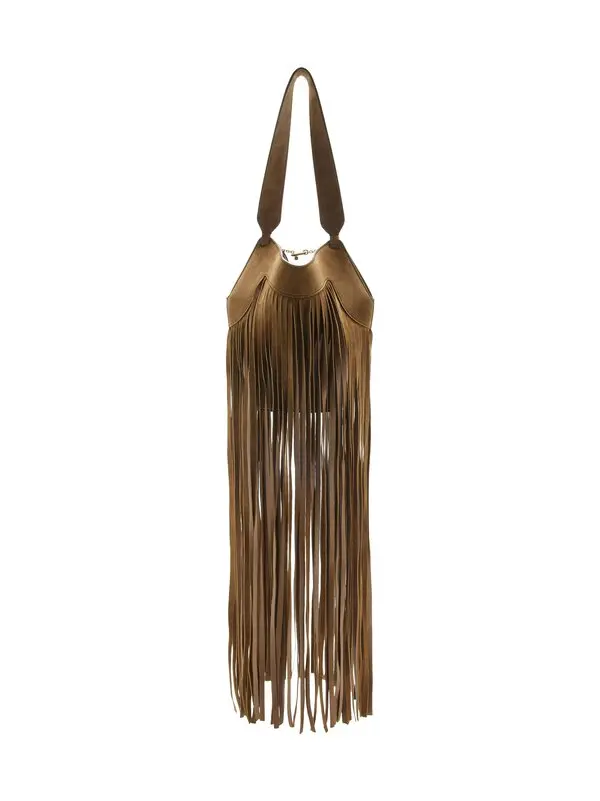 Khaite Lotus Nano Fringed Suede Tote Bag - Brown