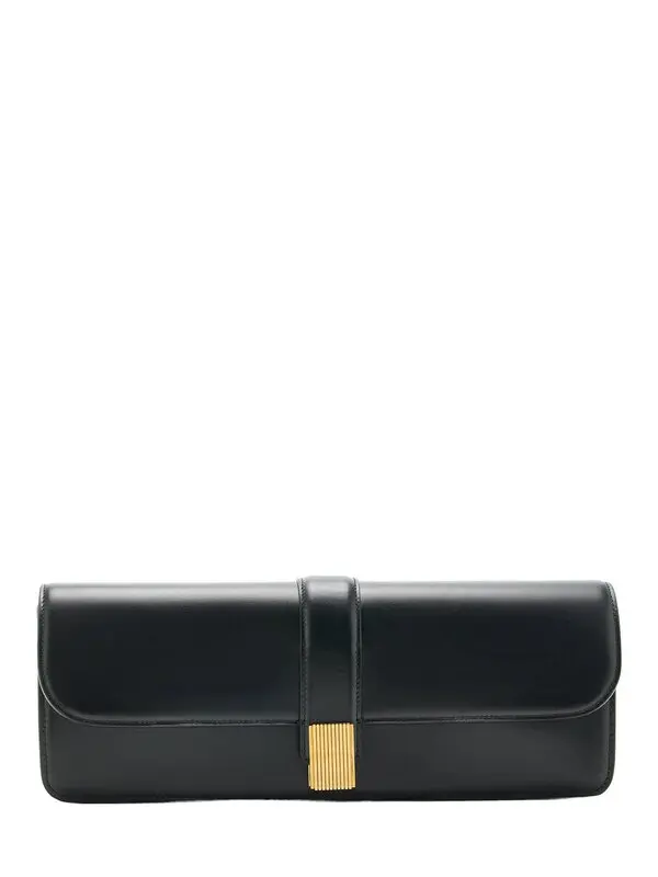 Khaite Blake Leather Clutch With Gold Buckle - Black