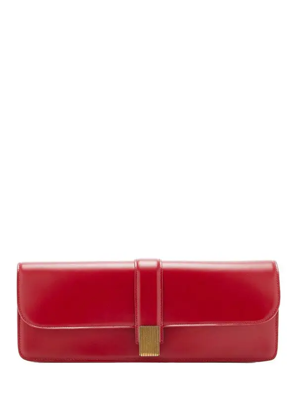 Khaite Blake Leather Clutch With Gold Buckle - Red