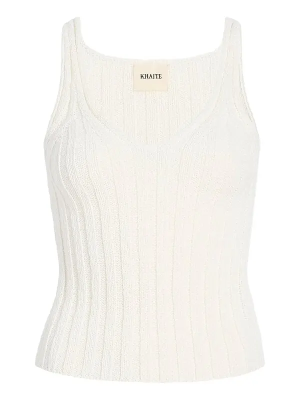 Khaite Ribbed Cotton-blend Tank Top - White