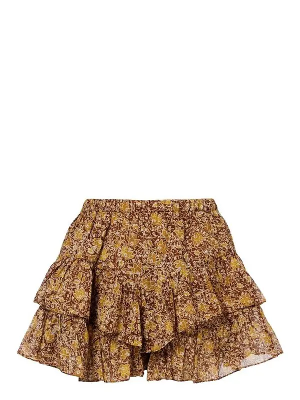 MARANT ETOILE Jocadia Floral Tiered Cotton Voile Shorts - Green