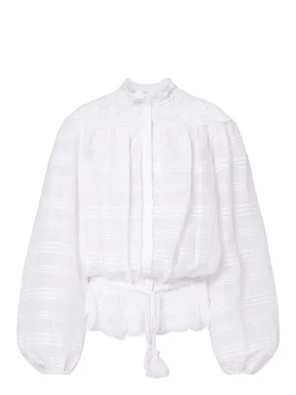 MARANT ETOILE Polly Lace And Cotton Blouse - White
