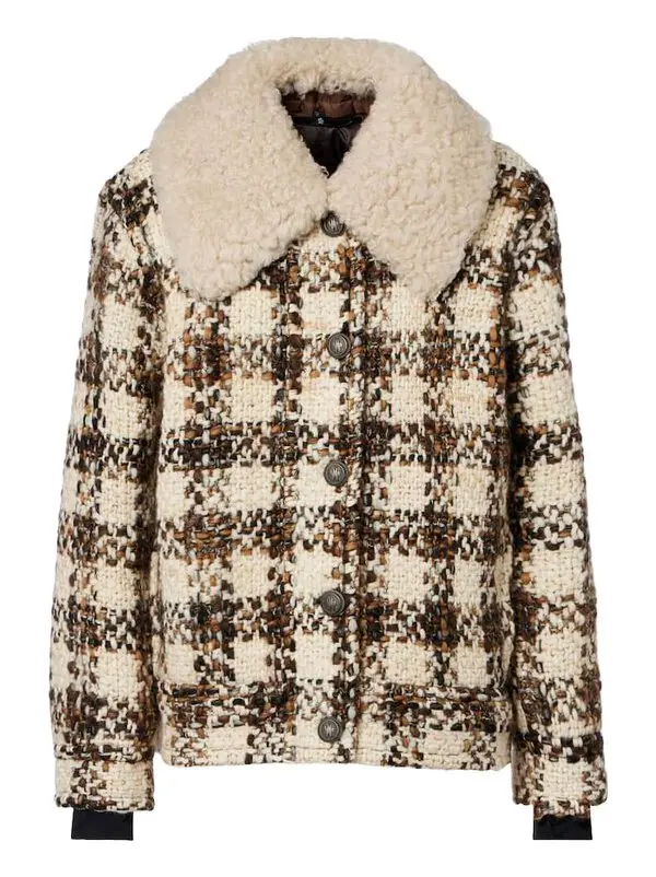 Moncler Camlez Shearling-trimmed Wool Down Jacket - Multicoloured