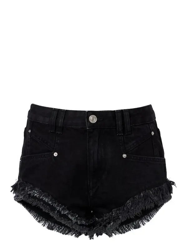 Isabel Marant Eneidala Faded Denim Shorts - Black