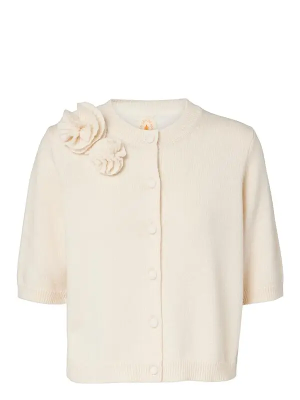 Jardin Des Orangers Floral-appliqué Wool And Cashmere Cardigan - White