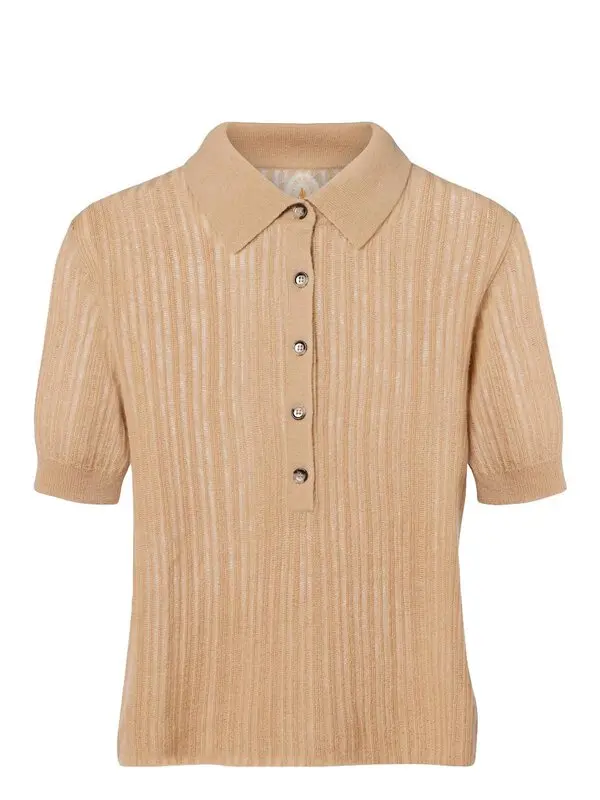 Jardin Des Orangers Ribbed-knit Cashmere Polo Shirt - Brown