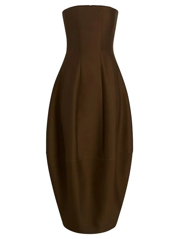 Khaite Strapless Silk Blend Maxi Dress - Olive