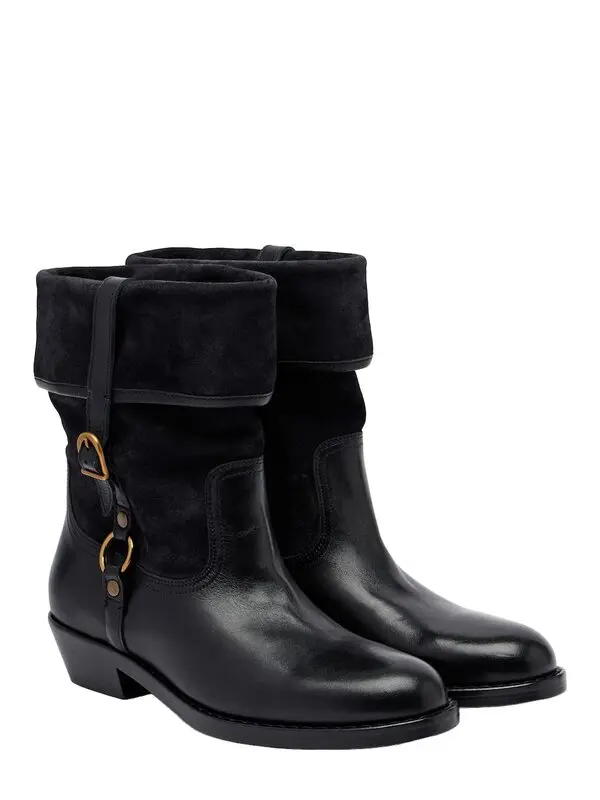 Isabel Marant Ildra 35 Leather And Suede Ankle Boots - Black