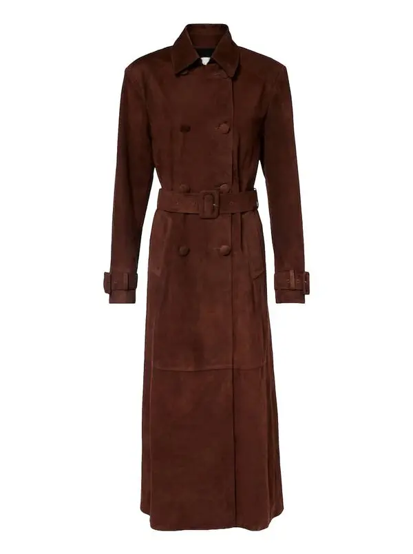 Nour Hammour Tate Suede Trench Coat - Brown