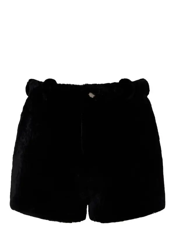Nour Hammour Leontine Shearling Shorts - Black