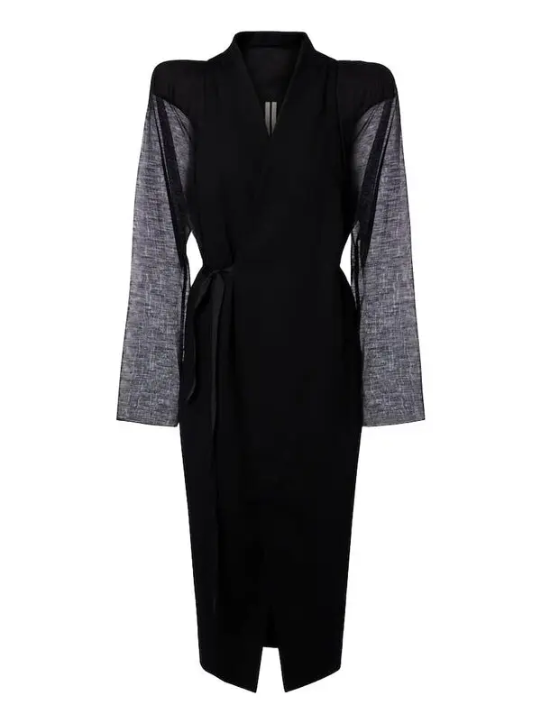 Rick Owens Cyclops Wool Wrap Coat - Black