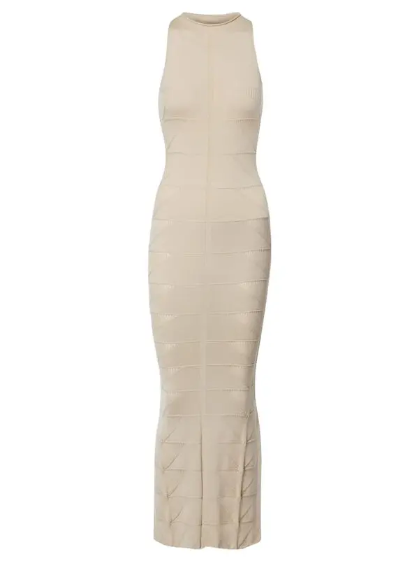 Rick Owens Motivo Virgin Wool Maxi Dress - Beige