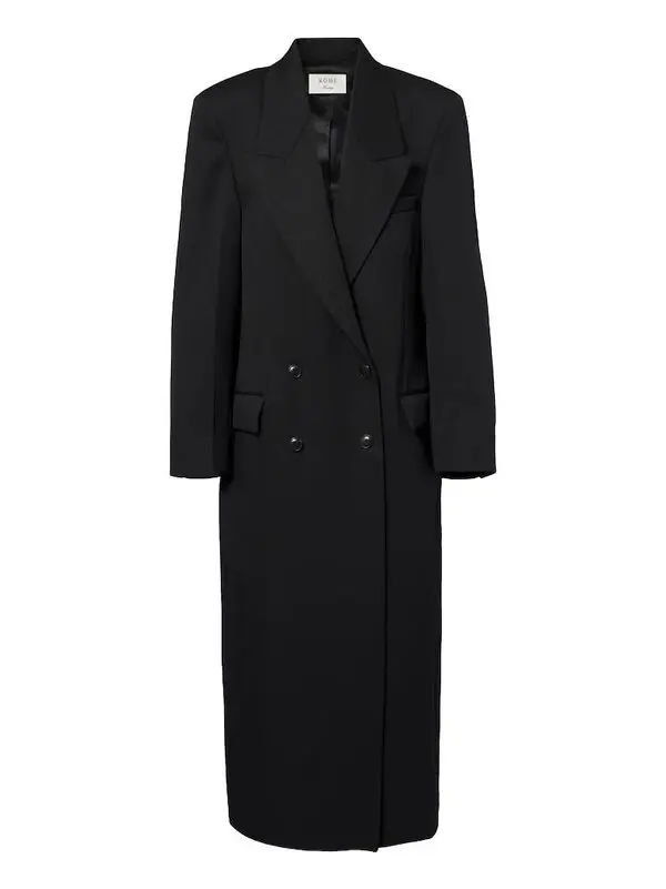 RÓHE Double-breasted Virgin Wool Coat - Black