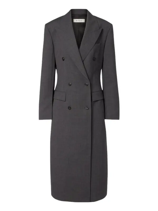 RÓHE Double-breasted Virgin Wool Coat - Grey