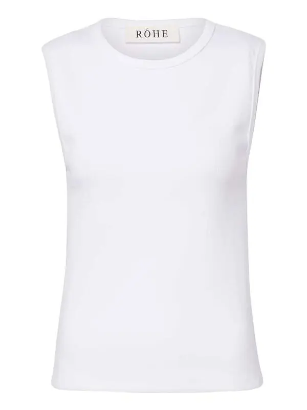 RÓHE Ribbed Knit Cotton-blend Jersey Tank Top - White